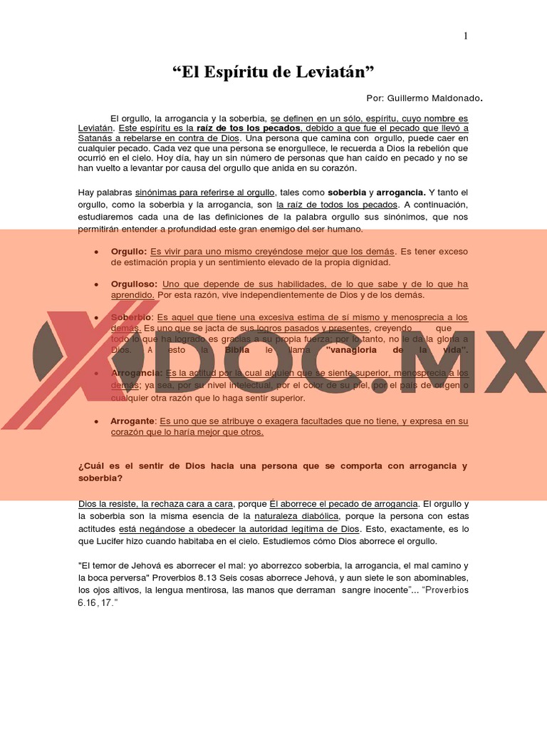 Xdoc - MX El Espiritu de Leviatan | PDF | Orgullo | Pecado