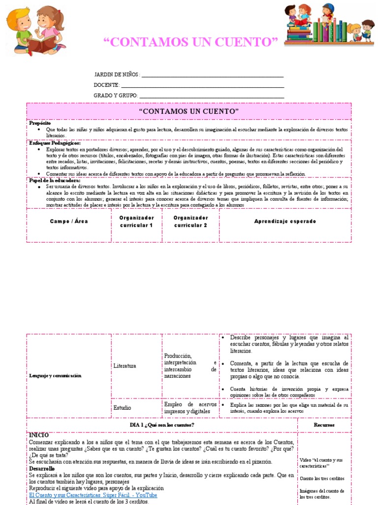 Plan Contamos Un Cuento | PDF | Educación de la primera infancia