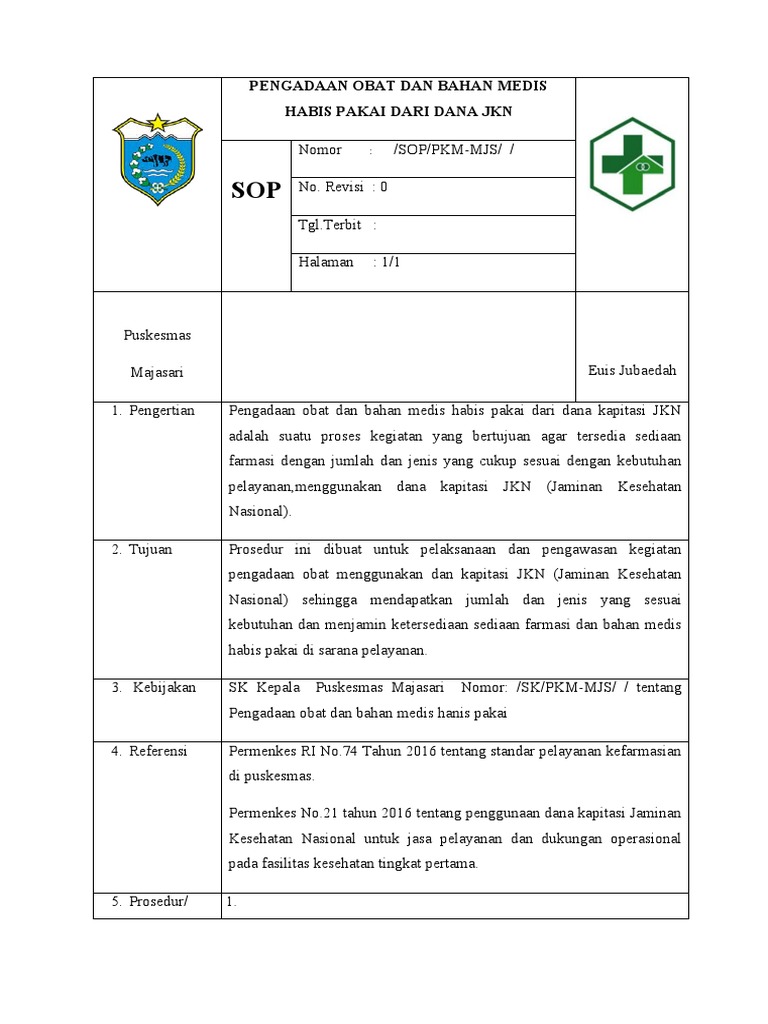SOP Pengadaan Obat JKN | PDF | Kesehatan Holistik | Sains & Matematika