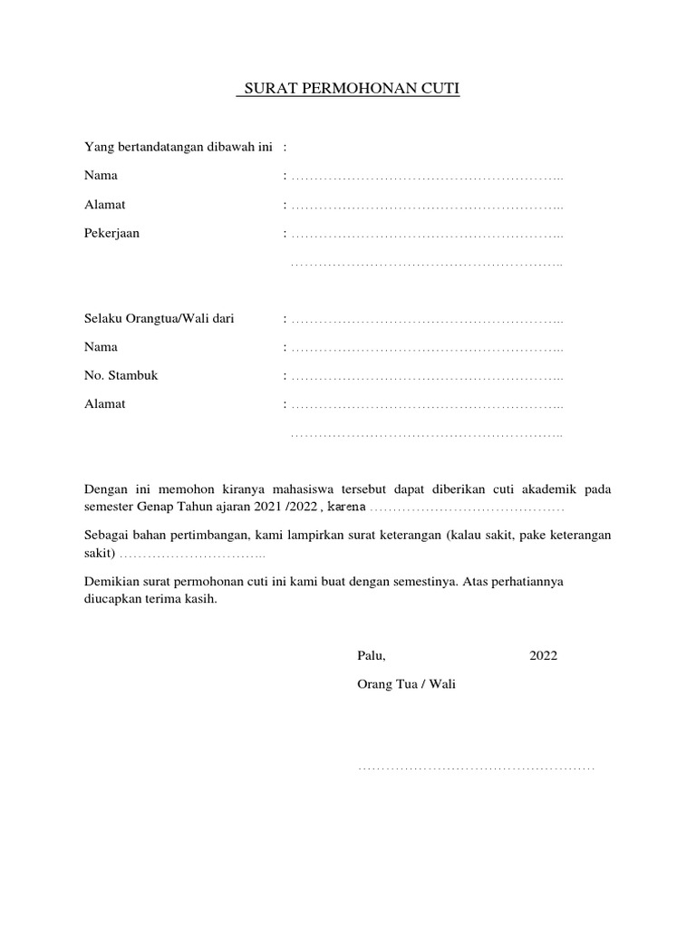 Blangko Cuti Akademik 2022 | PDF