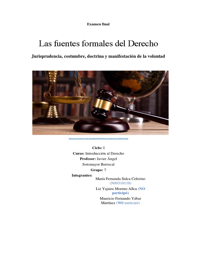 Fuentes Formales Del Derecho | PDF | Fuentes del derecho | Caso de ley