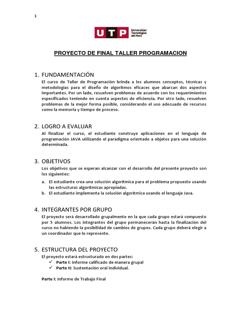 Taller de Programación - Trabajo Final LSU | PDF | Lenguaje de programación | Java (lenguaje de ...