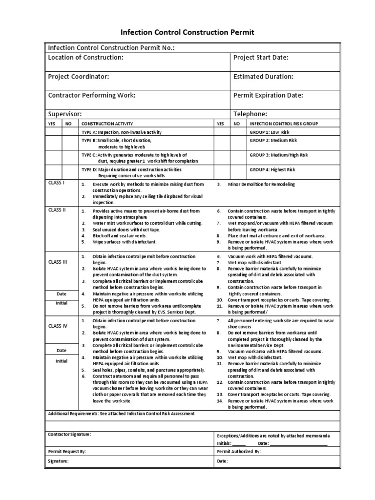 Infection Control Construction Permit | PDF | Vacuum Cleaner | Dust