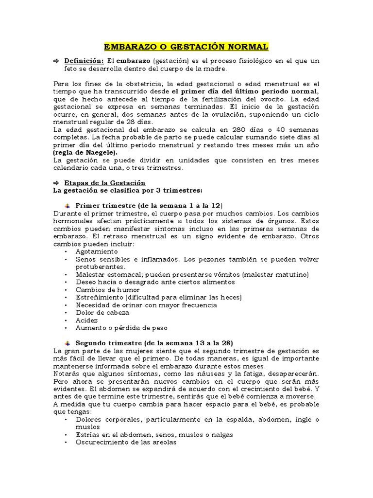 Embarazo o Gestación Normal | PDF | El embarazo | Parto