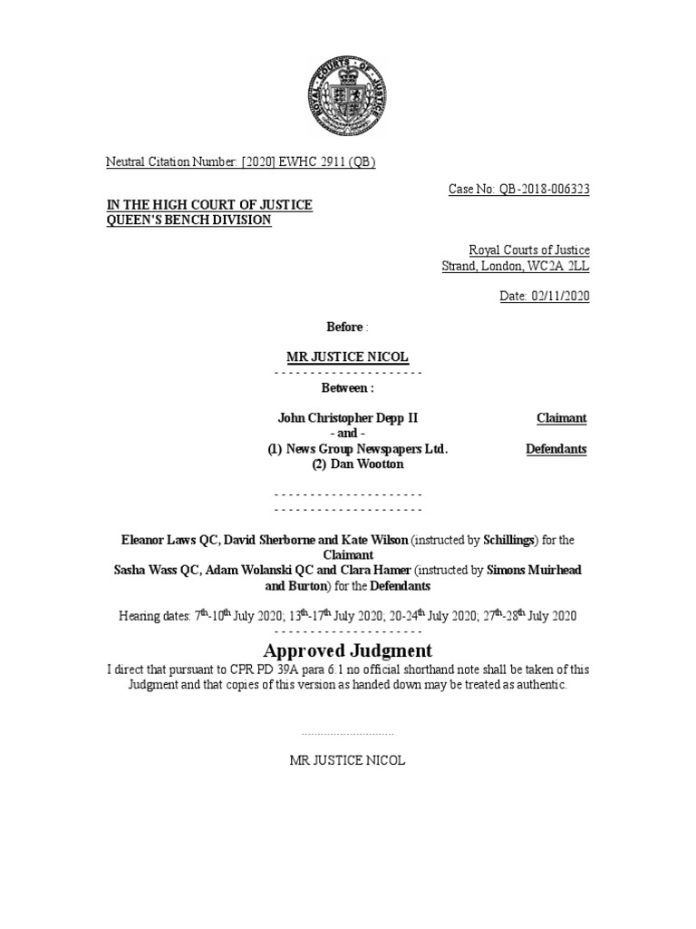 Judgment FINAL | PDF | Burden Of Proof (Law) | Common Law