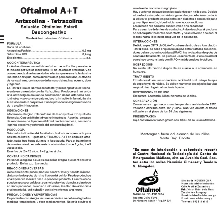 Descongestivo Ocular Oftalmol A+T | PDF | Medicina | Enfermedades y trastornos