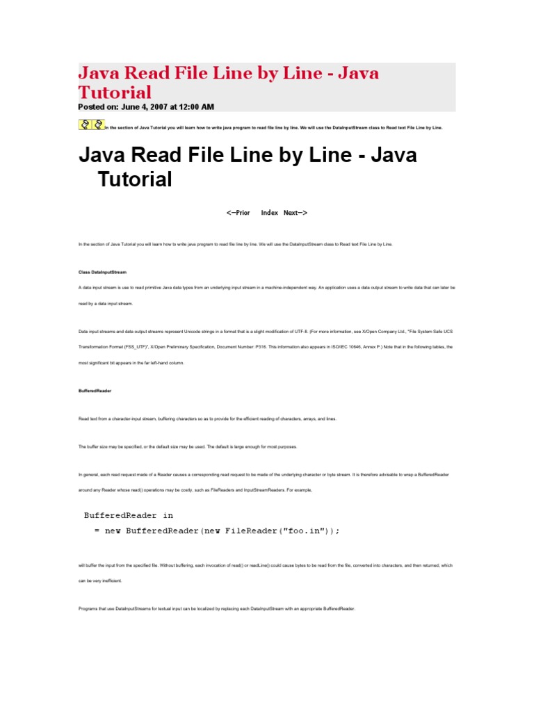 Java Read File Line by Line - Java Tutorial | PDF | Digital Technology | Notation