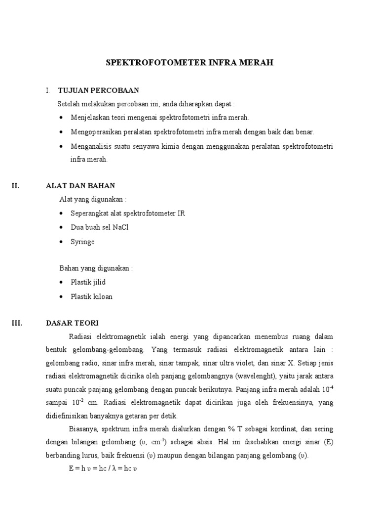 Analisis Spektrofotometri Infra Merah | PDF
