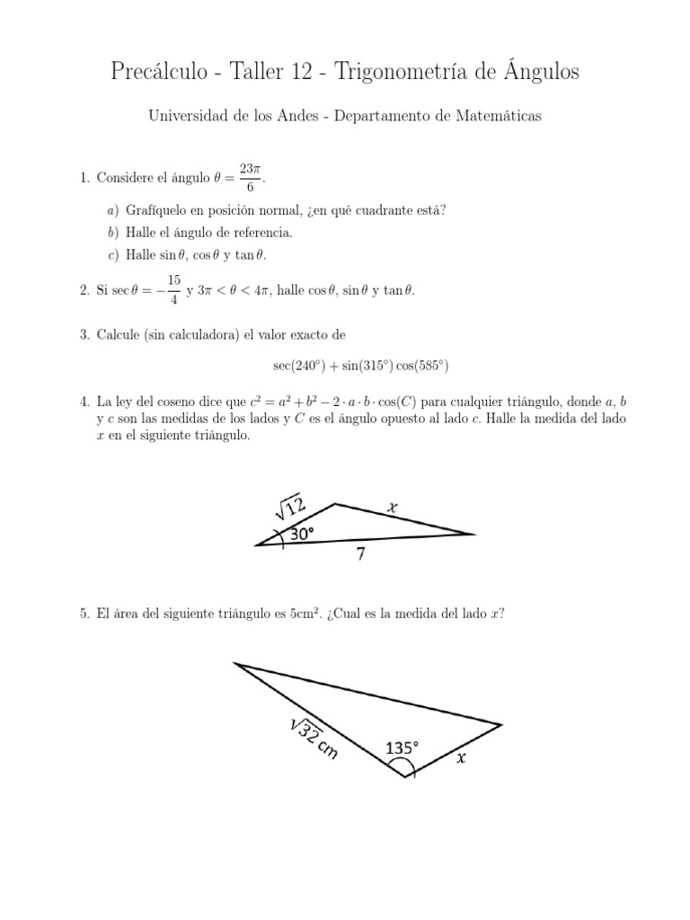 Taller 12 PRECalculo | PDF