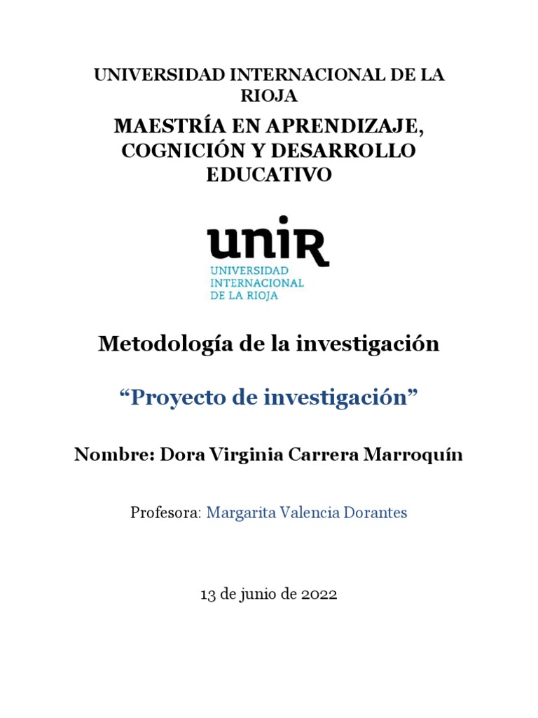 Tarea Proyecto de Investigación Dora Carrera | PDF | Aprendizaje ...