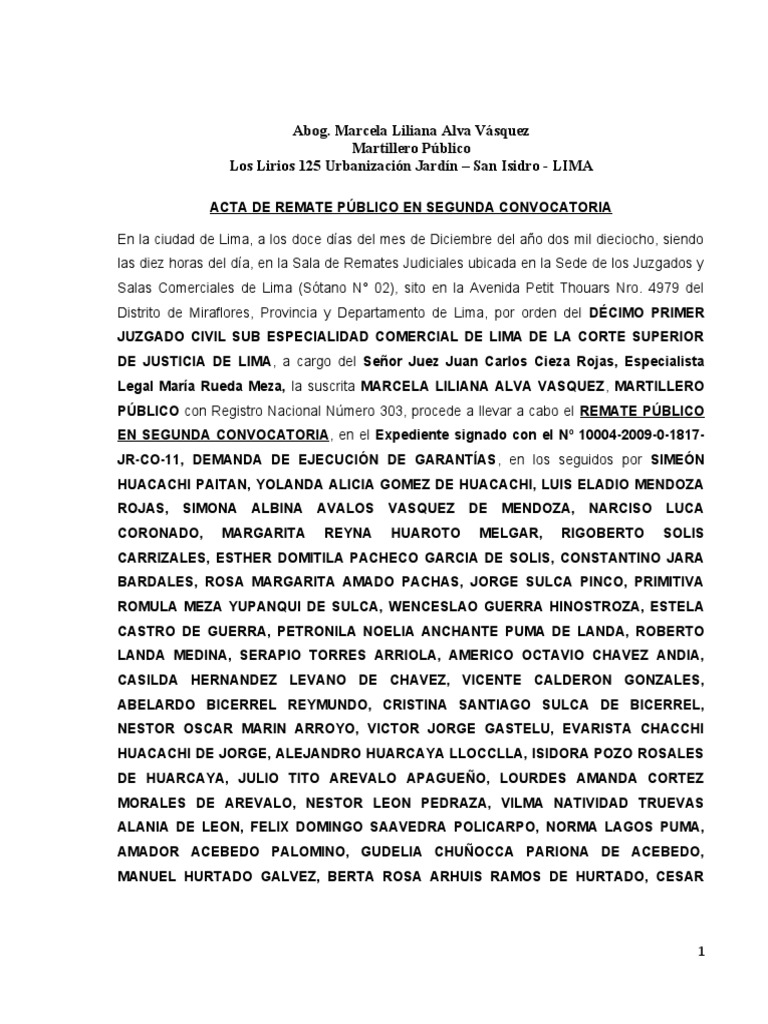 Acta de Remate 2 Conv. Desierto | PDF | Derecho