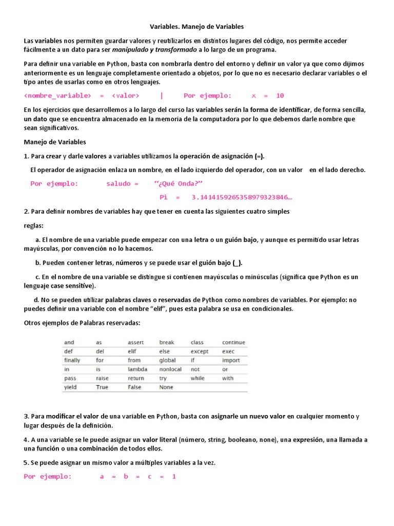 Variables y Tipos de Datos | PDF | Objeto (informática) | Python (lenguaje de programación)