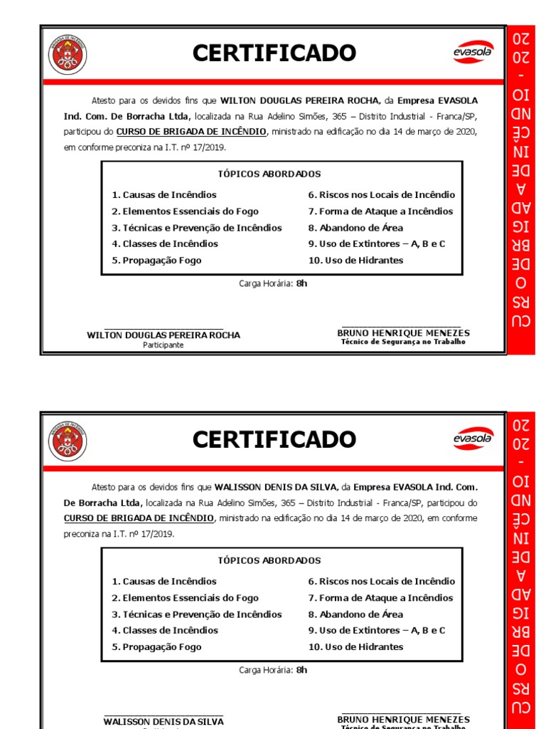 Brigada Certificado | PDF