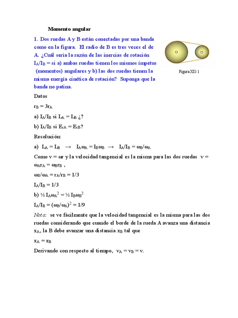 Momento Angular Resueltos | PDF | Rotación | Masa