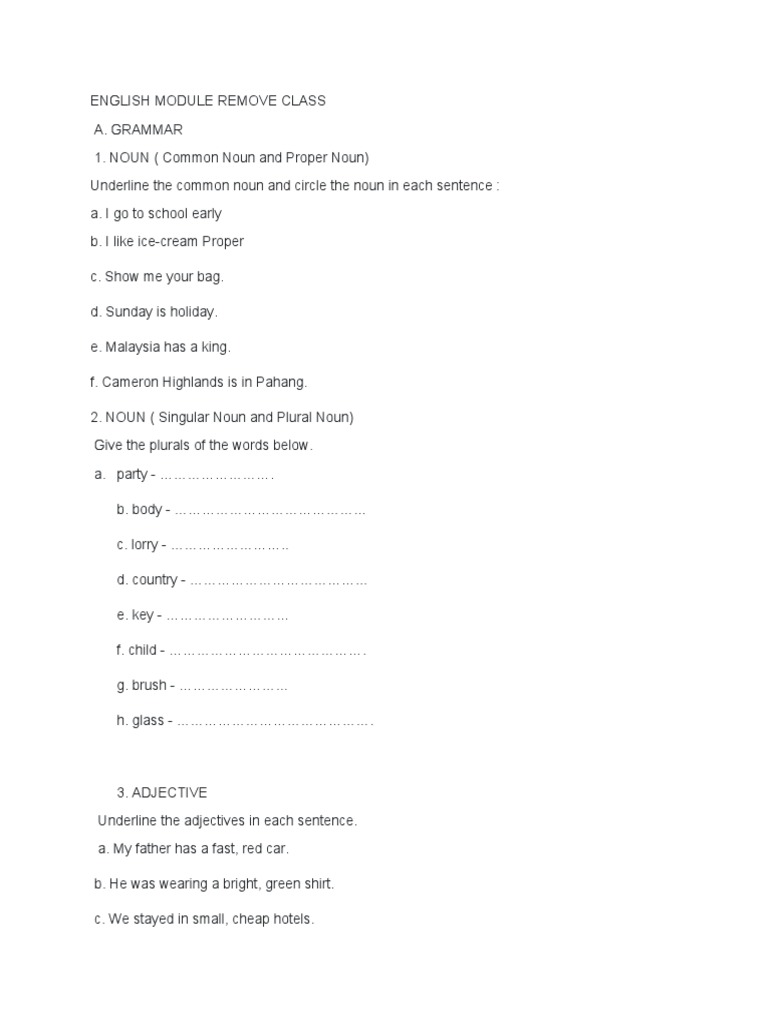English Module Remove Class | PDF | Adjective | Noun