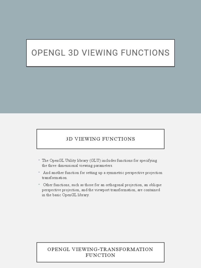 OpenGL 3D Viewing Functions | PDF | Matrix (Mathematics) | Mathematical Analysis