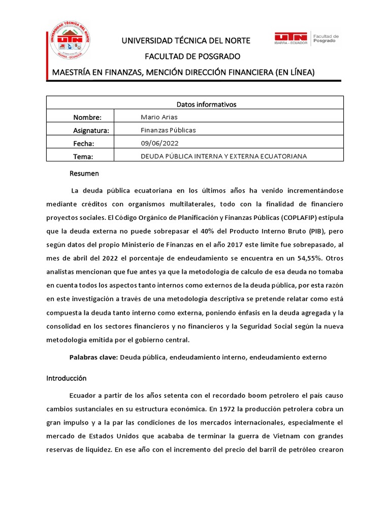 Deuda Publica Interna y Externa Ecuatoriana | PDF | Deuda gubernamental ... Deuda Publica Interna y Externa Ecuatoriana | PDF | Deuda gubernamental ...