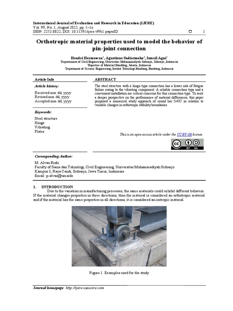 Orthotropic Material Properties Used To Model The Behavior of Pin-Joint ...