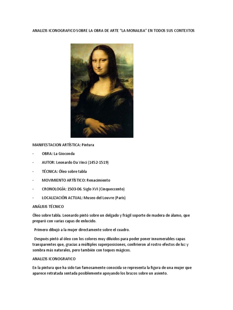 Analizis Iconografico Sobre La Obra de Arte | PDF | Pinturas | Pintura ...