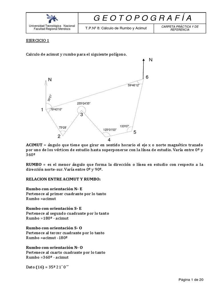 TP N°8 - Rumbo y Acimut | PDF | Ángulo | Geofísica
