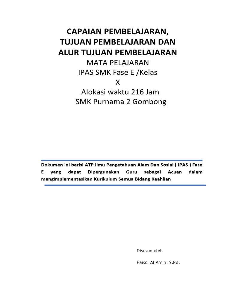 Rencana Pembelajaran IPAS SMK Kelas X | PDF