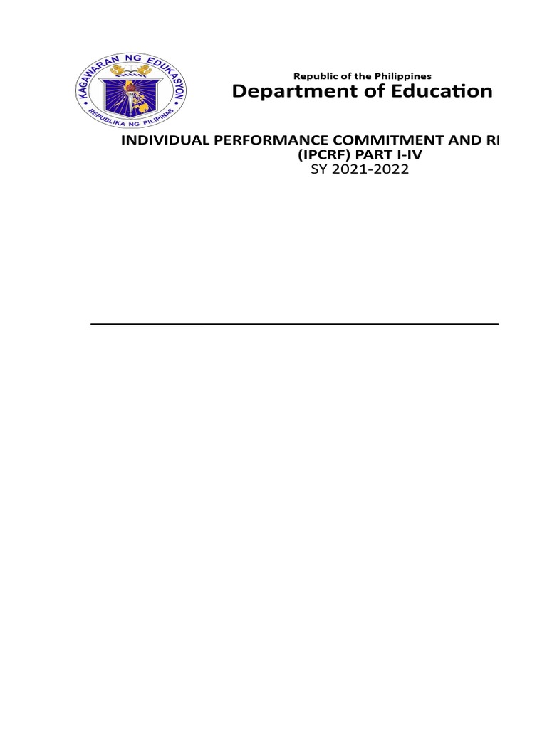 Department of Education: Individual Performance Commitment and Review ...