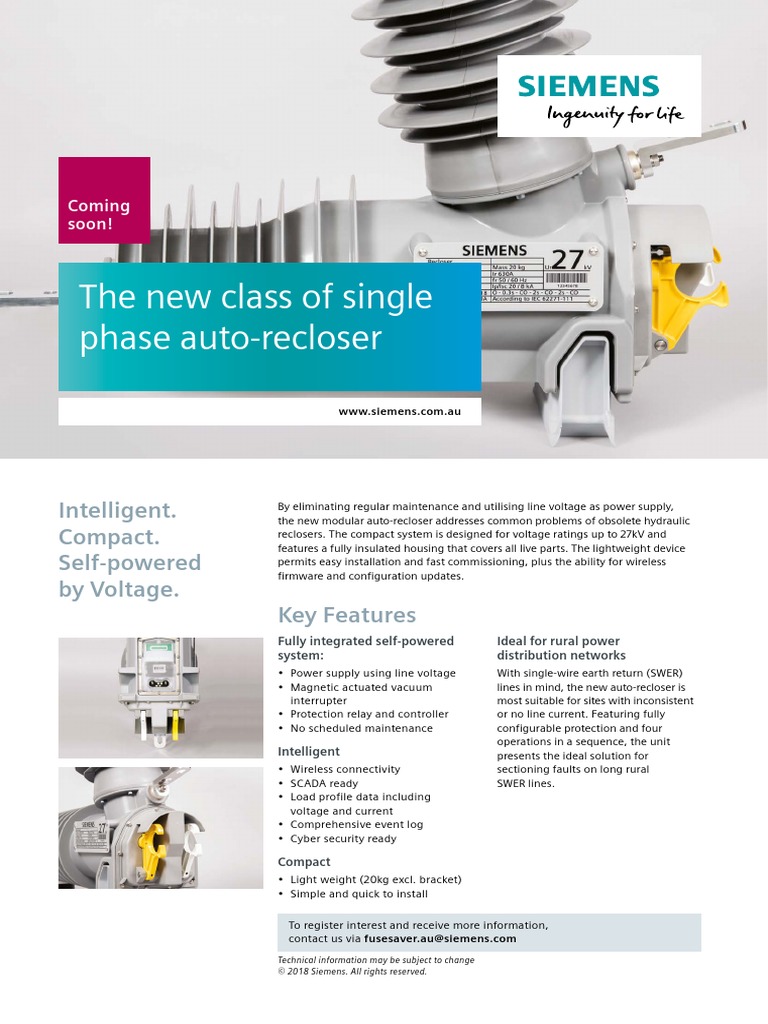 The New Class of Single Phase Auto-Recloser: Intelligent. Compact. Self ...