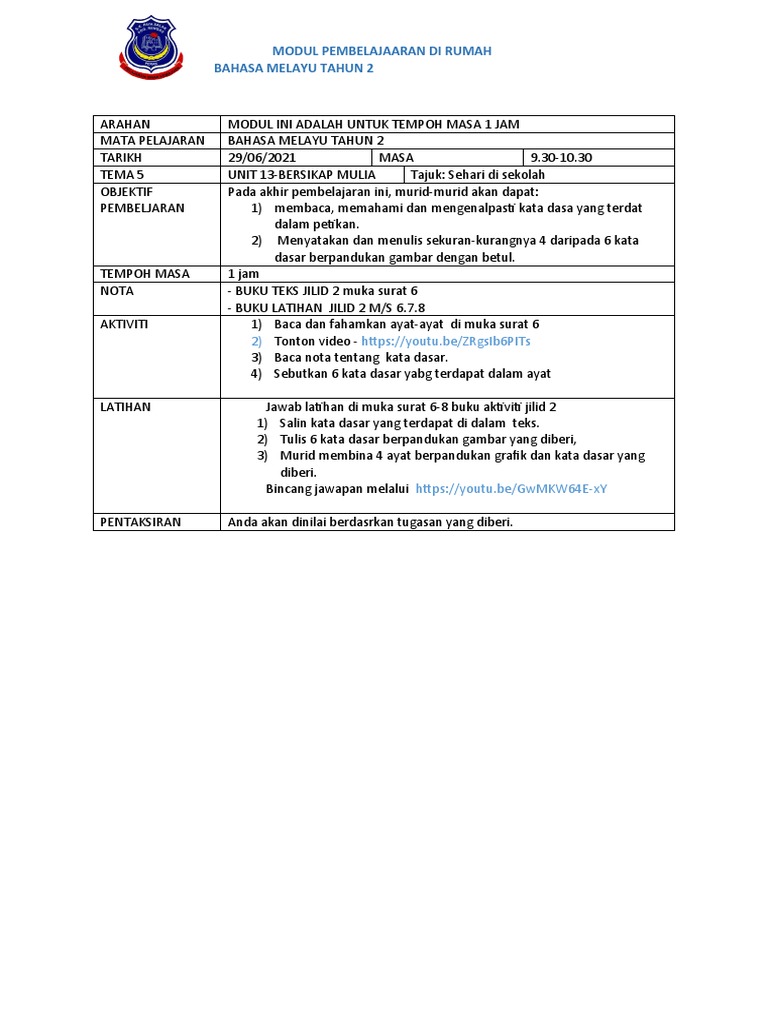 Modul Pembelajaran Bahasa Melayu Tahun 2 Pdf Karier Perkembangan