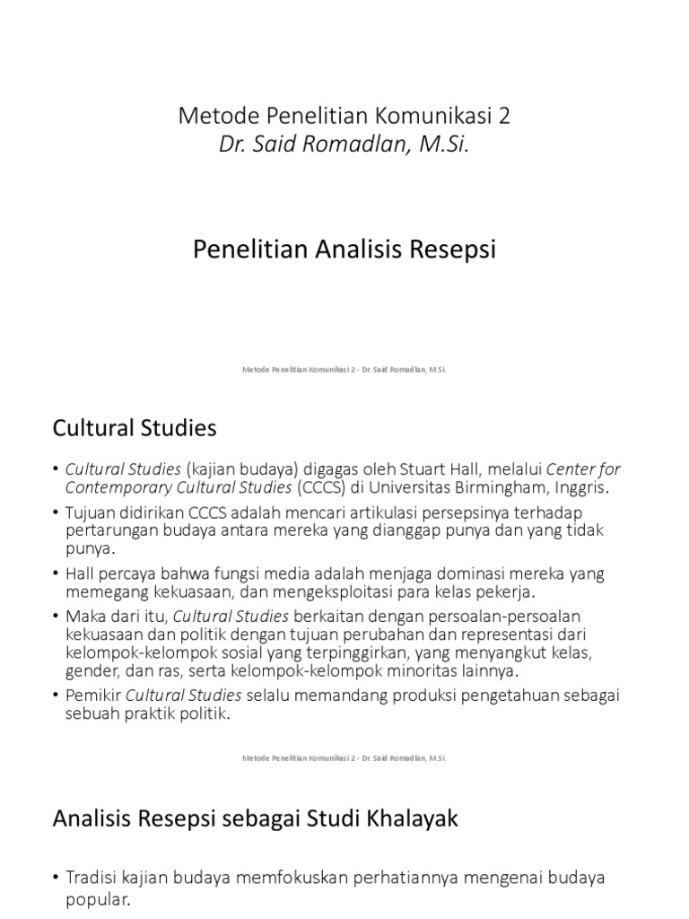 Analisis Resepsi Media Stuart Hall | PDF | Ilmu Sosial