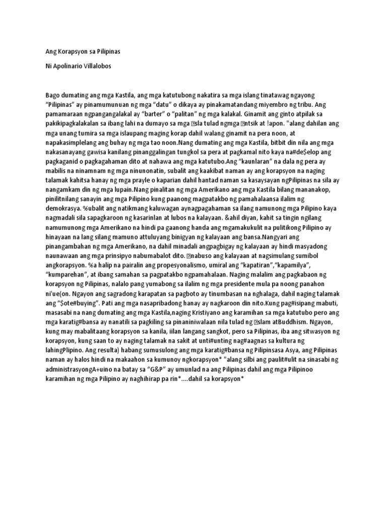 Korapsyon Sa Pilipinas | PDF