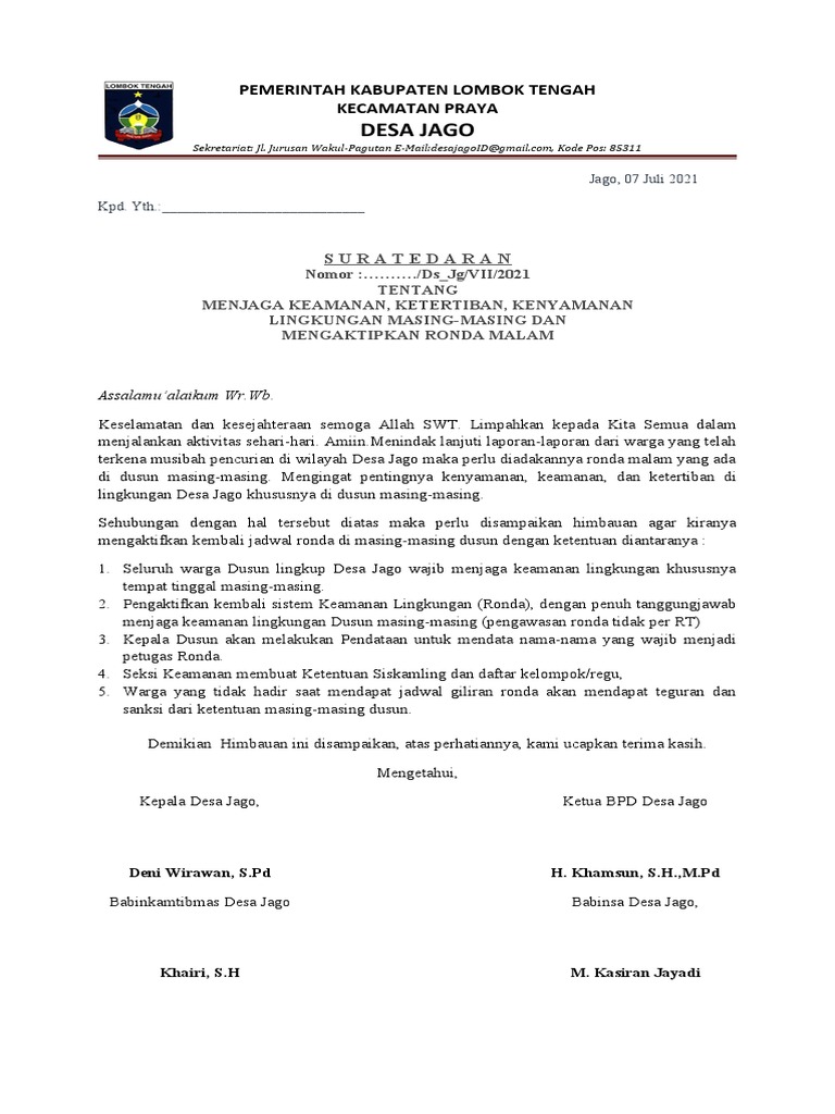 Surat Edaran Siskampling | PDF