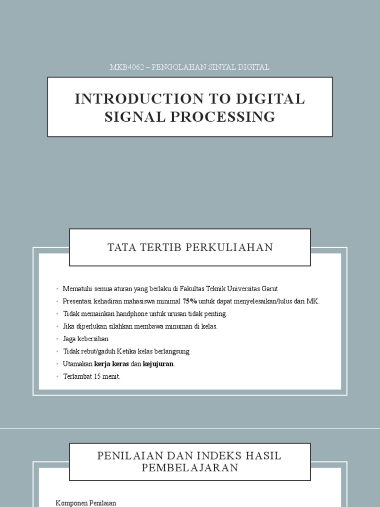 Pertemuan 1 - Introduction To Digital Signal Processing | PDF