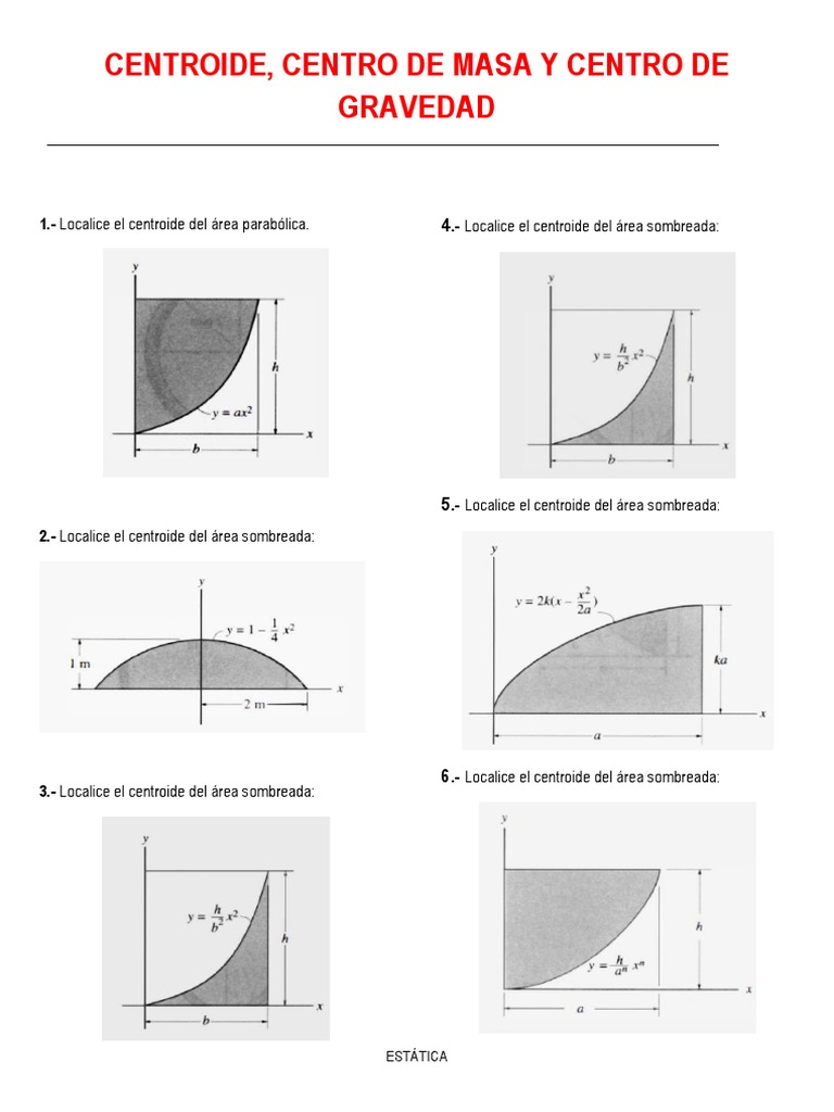 Centroide, Centro de Masa y Centro de Gravedad - Ejercicios | PDF