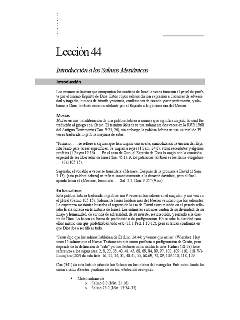 Introducción A Los Salmos Mesiánicos Introducción | PDF | Mesías | Salmos