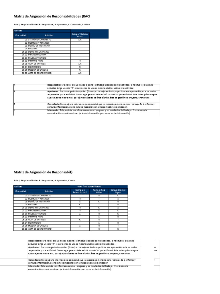 Matriz RACI: Roles y Responsabilidades | PDF | Informática