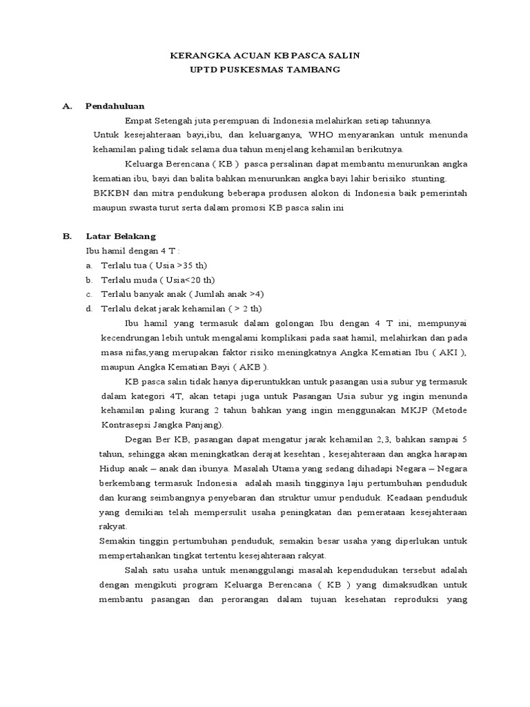 Kak KB Pasca Salin | PDF