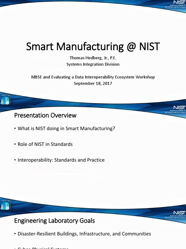 Smart Manufacturing at NIST | PDF | National Institute Of Standards And ...