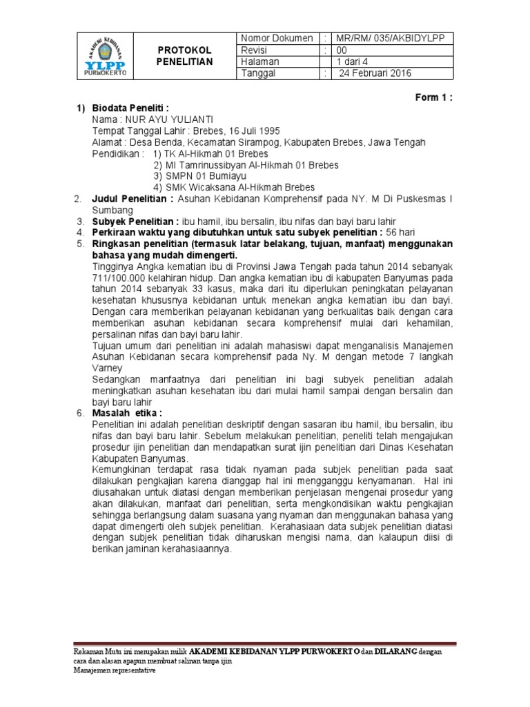 Protokol Penelitian | PDF