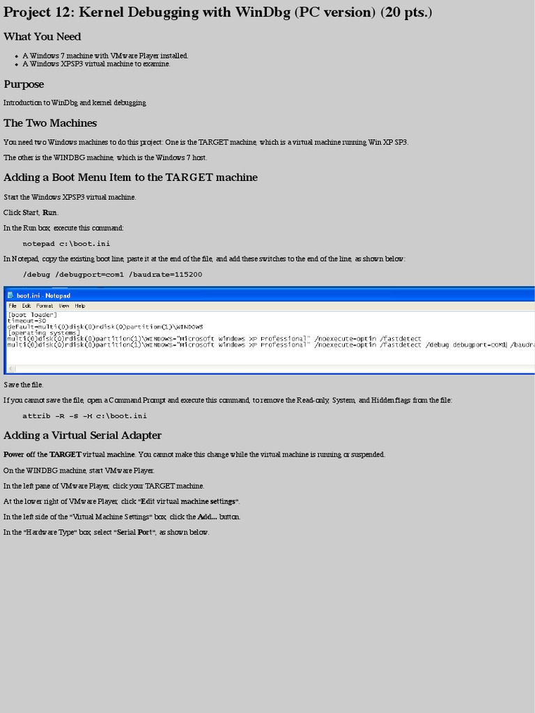 Lab 18b Kernel Debugging With WinDbg | PDF | Microsoft Windows | Windows Xp