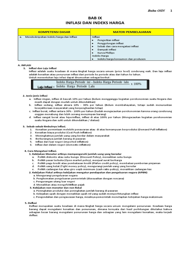Bab 9 Inflasi Dan Indeks Harga | PDF