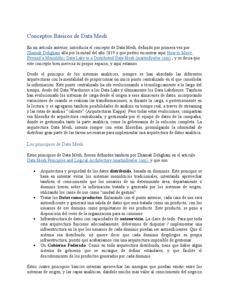 06 Introduccion A Data Mesh | PDF | Almacén de datos | Infraestructura