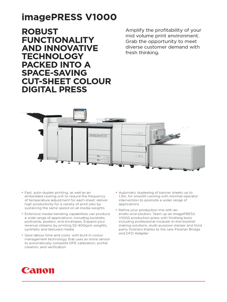 Imagepress-V1000 Datasheet | PDF | Paper | Computing