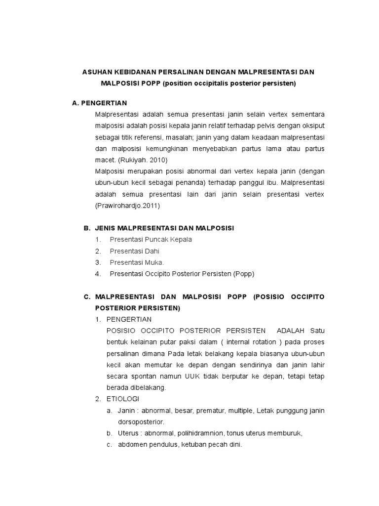 Malpresentasi POPP dalam Persalinan | PDF | Kajian Bahasa Asing | Sains ...