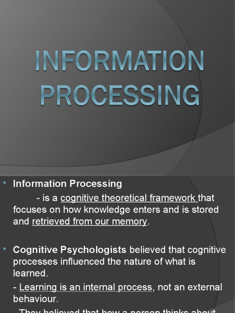 Information Processing Theory | PDF | Memory | Perception