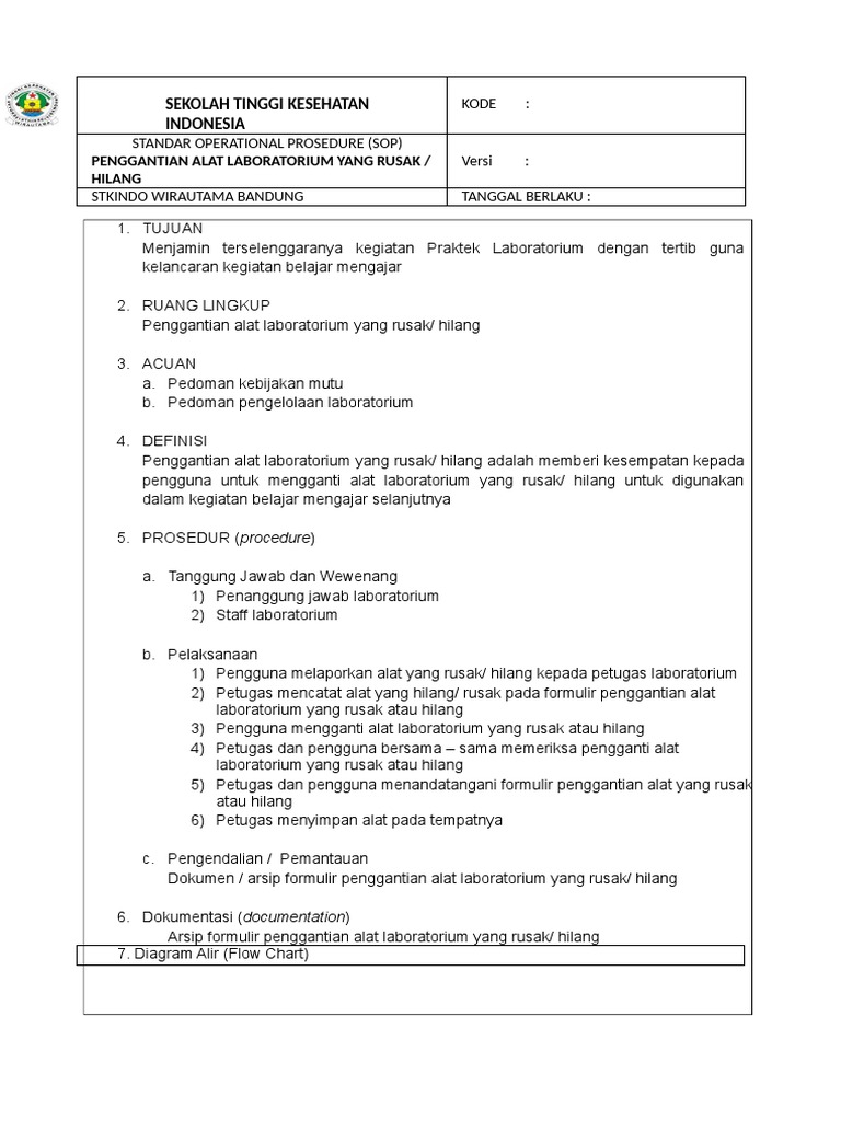 Sop Penggantian Alat Rusak Atau Hilang | PDF