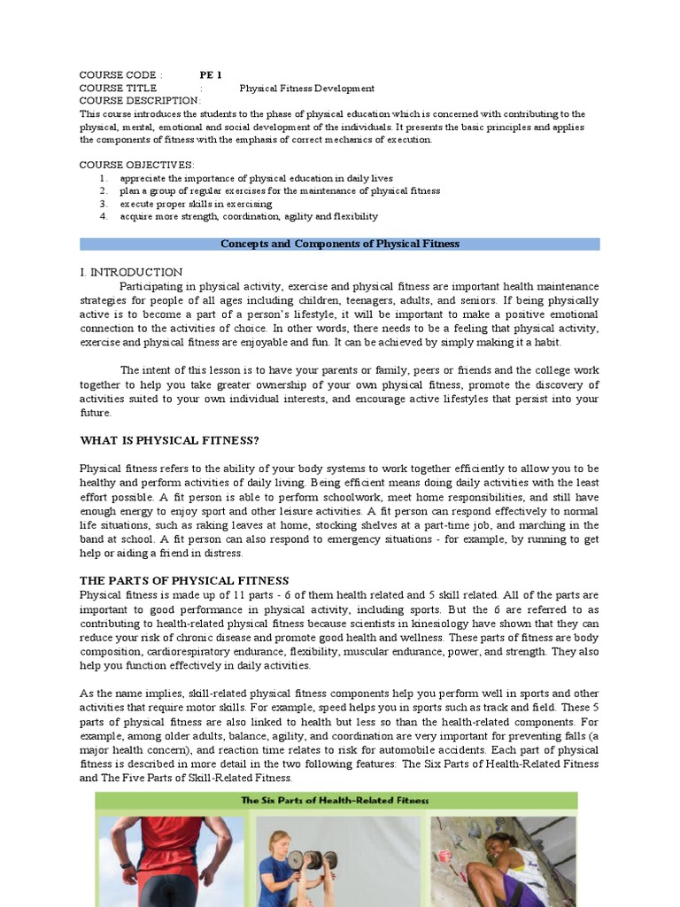 PE 1 Physical Fitness | PDF | Physical Fitness | Nutrients