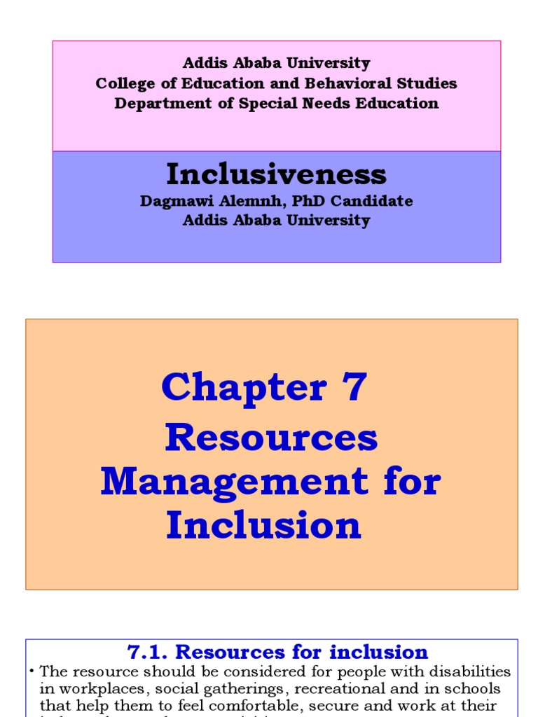 Chapter - 7 - FINAL Resource Management For Inclusion | PDF | Inclusion ...