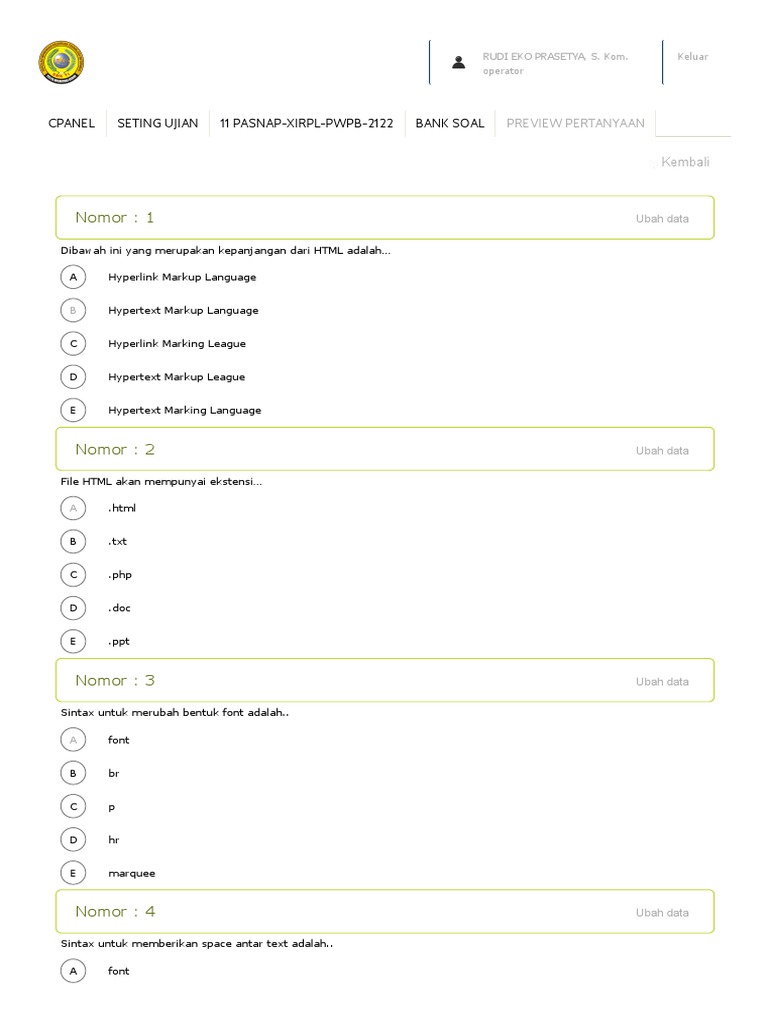 Soal PASNAP PWPB | PDF | Komputer