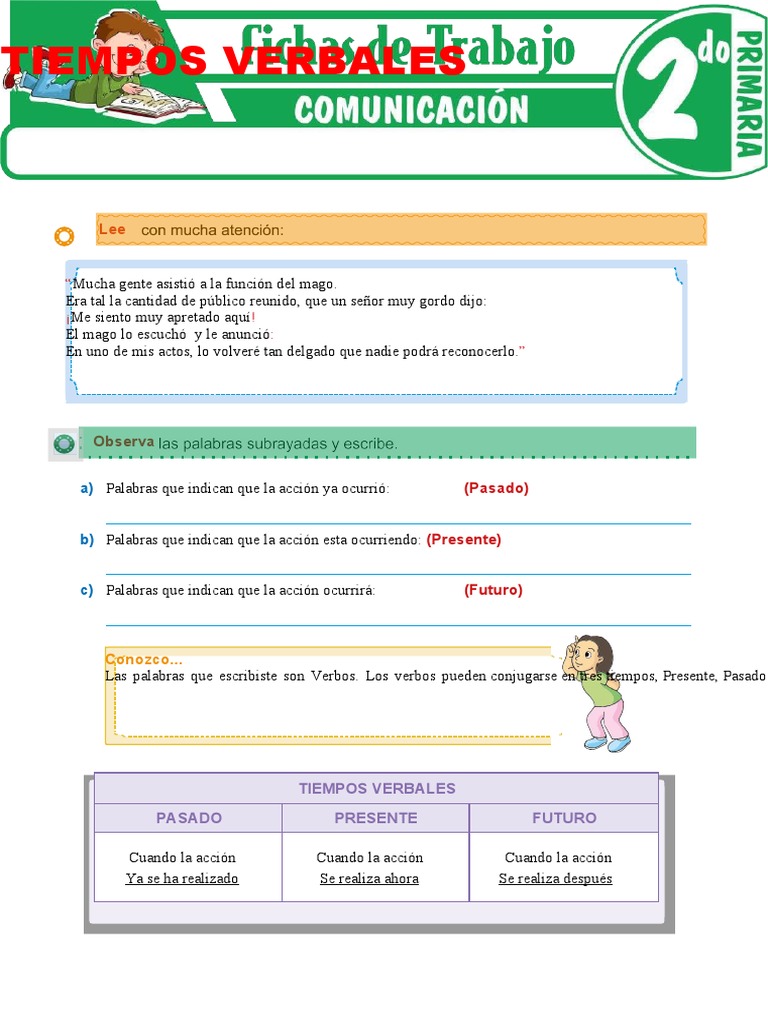 Tiempos Verbales para Segundo Grado | PDF