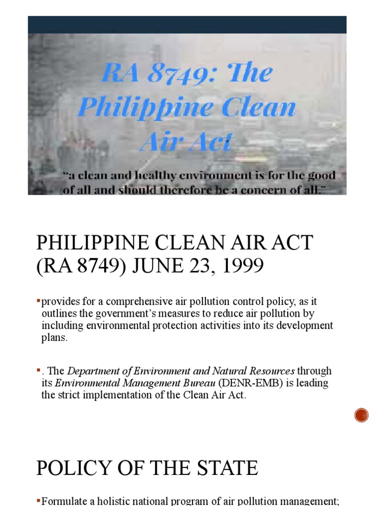 Philippine Clean Air Act | PDF | Air Pollution | Clean Air Act (United ...